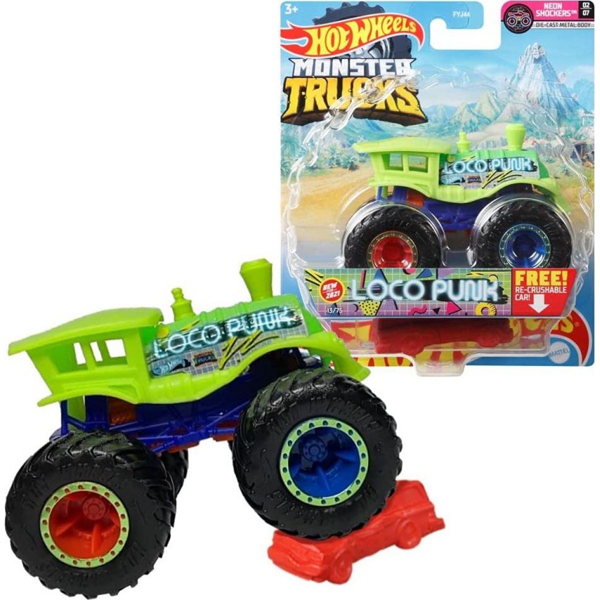 Hot Wheels Monster trucks kaskadérské kousky Loco Punk Neon Shockers ...